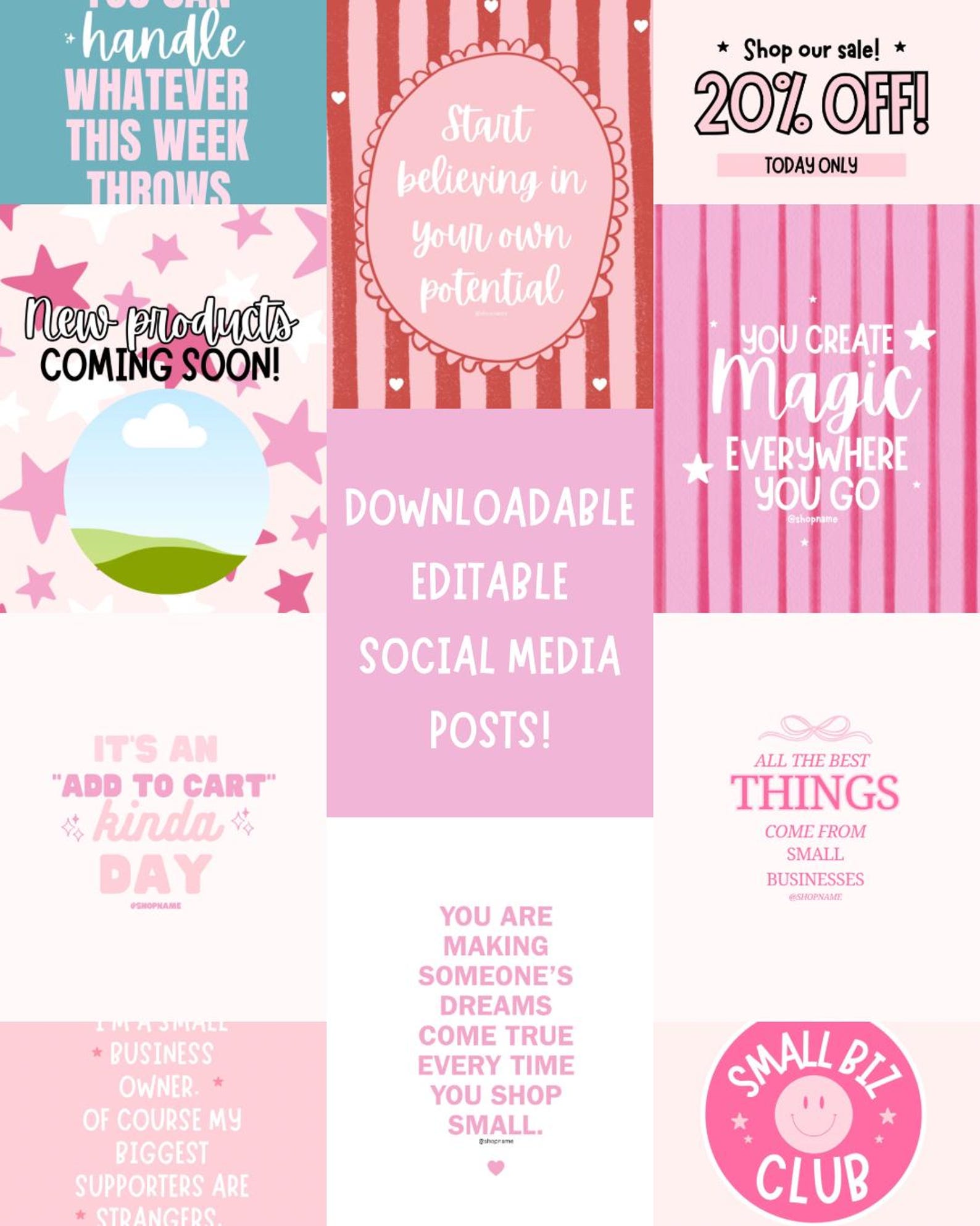 10 Editable Social Media Posts for Small Shop Owners | Canva Instagram ...