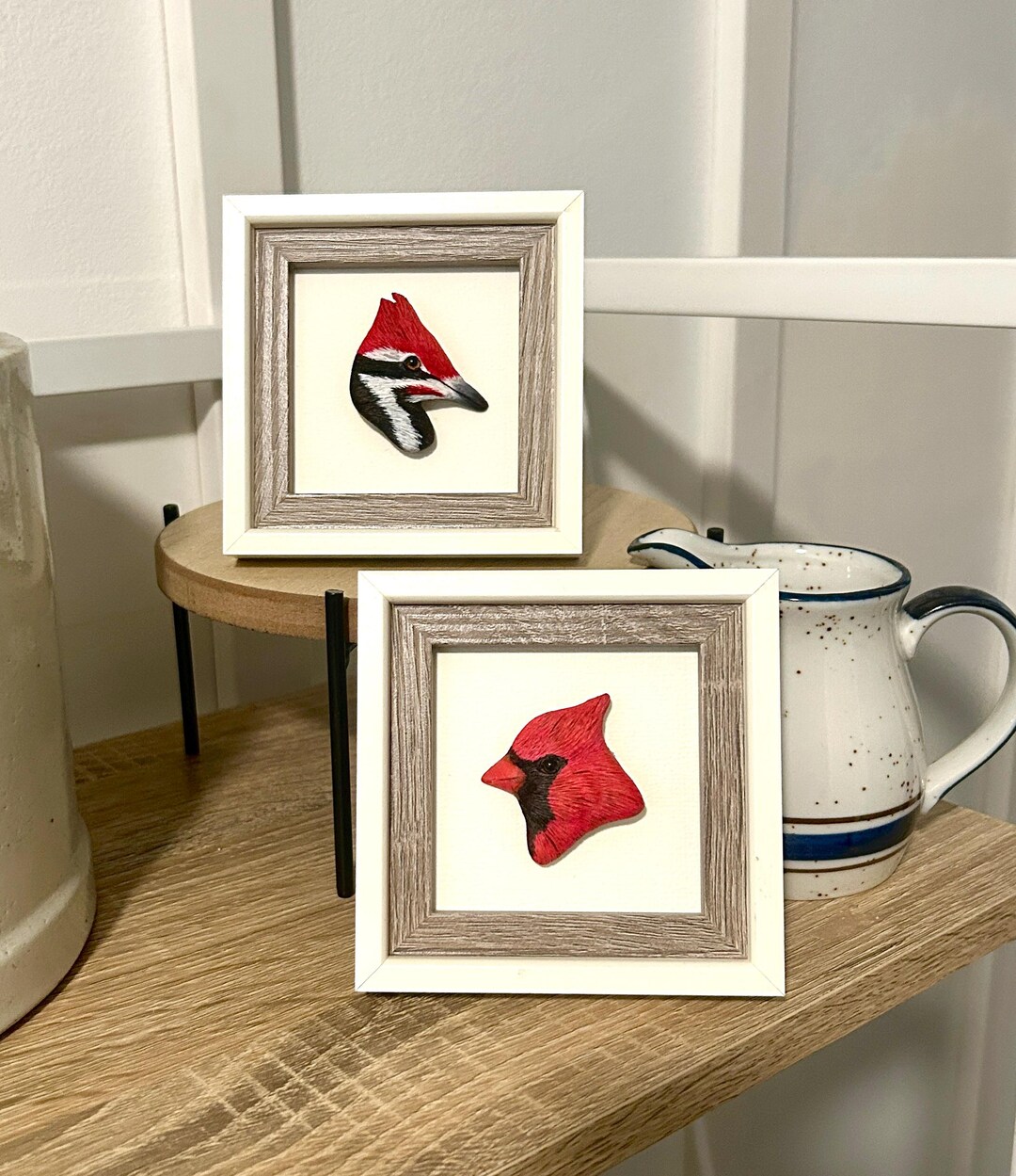 Mini Framed Hand Carved Painted Bird Shelf Table Home Decor - Etsy