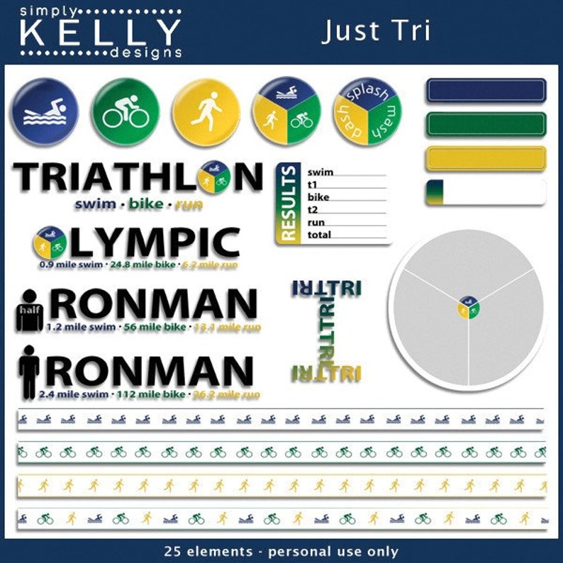 Just Tri Triathlon Digital Scrapbook Kit Instant Download - Etsy