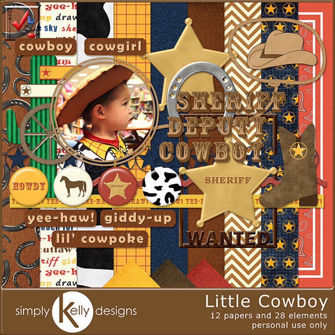 Little Cowboy Cowboy and Western Digital Scrapbook Kit - Etsy
