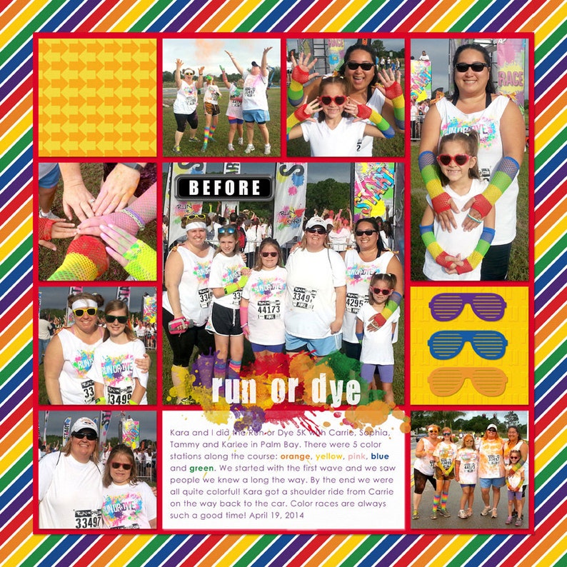 Run in Color Color Race Digital Scrapbook Kit Instant - Etsy