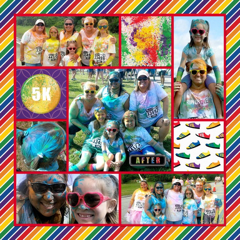 Run in Color Color Race Digital Scrapbook Kit Instant - Etsy