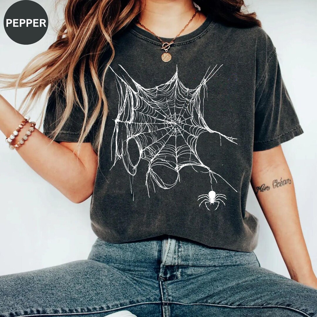Spider Web Shirt, Halloween Tshirt, Spooky Season, Spider Shirt ...