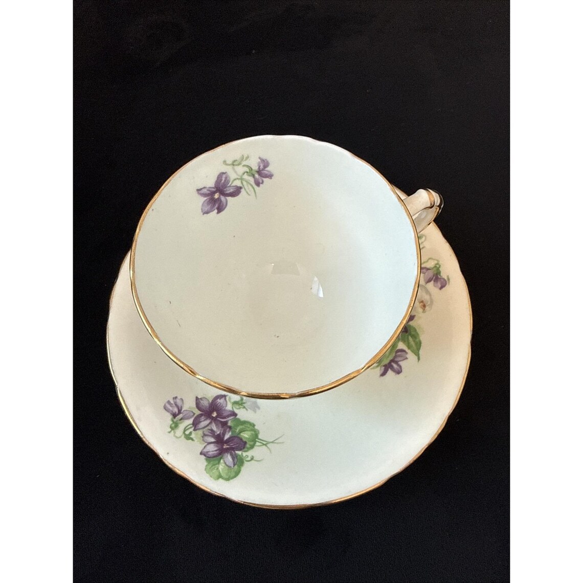 Vintage Sutherland Devon Violets Bone China Teacup Saucer Gold Trim ...