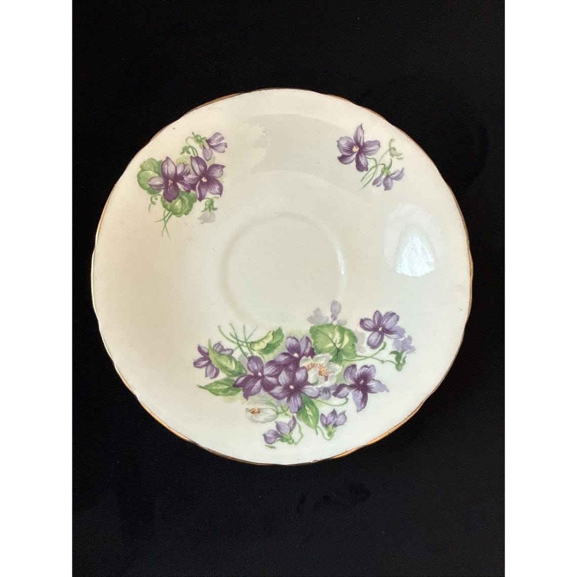 Vintage Sutherland Devon Violets Bone China Teacup Saucer Gold Trim ...