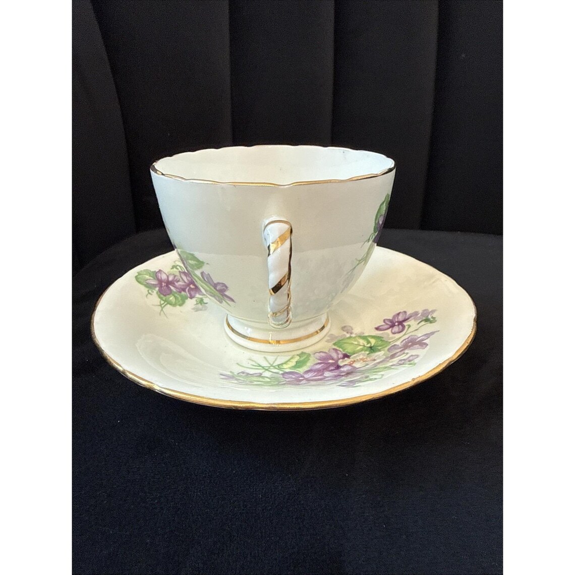 Vintage Sutherland Devon Violets Bone China Teacup Saucer Gold Trim ...