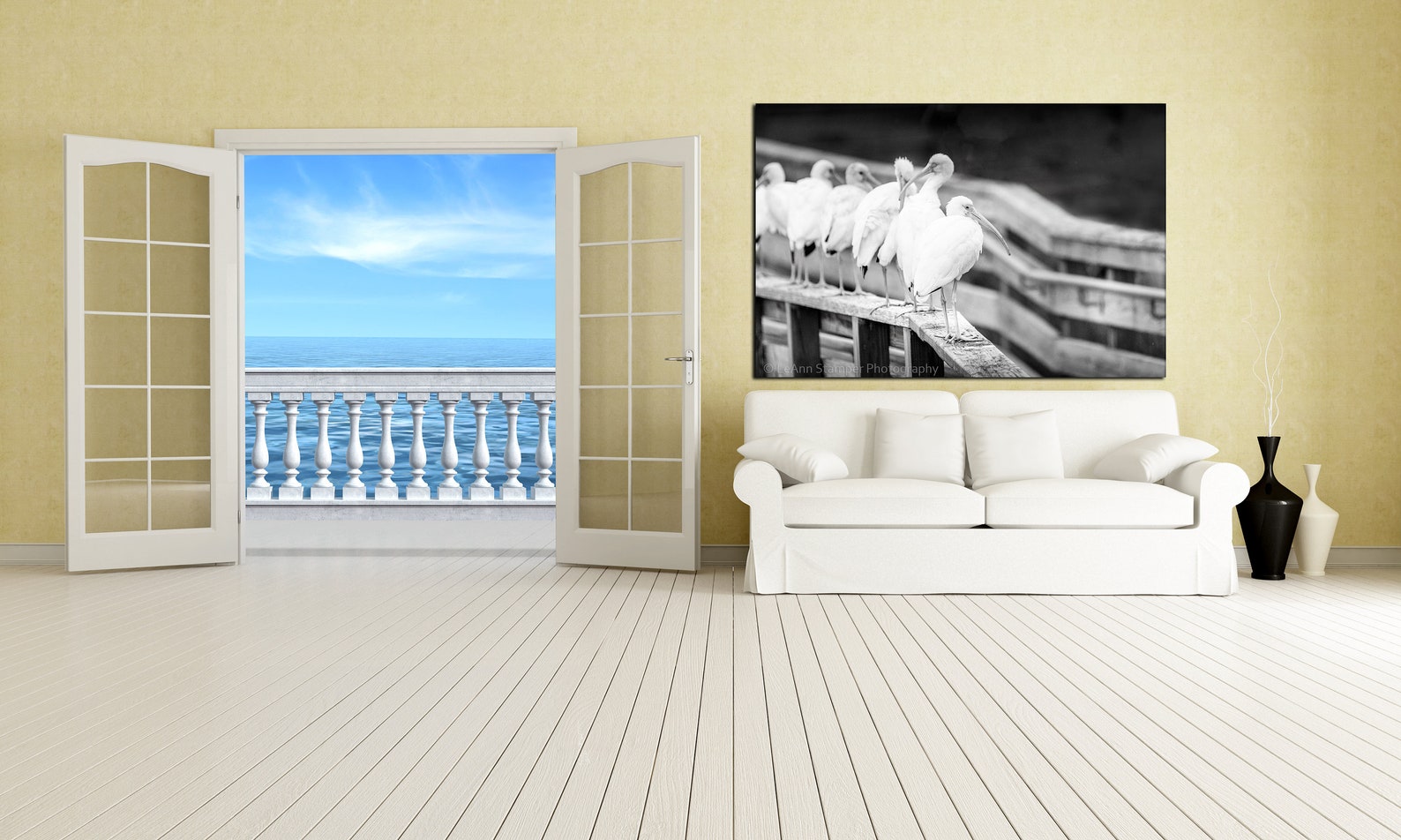 White Ibis Print Fine Art Black and White Shore Bird Canvas or | Etsy