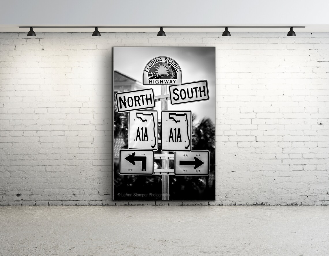 Florida A1A Street Sign Fl Highway Sign Black and White Fine - Etsy