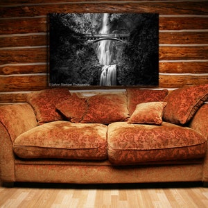 Multnomah Falls Oregon Print Famous Waterfall Black and White Fine Art ...