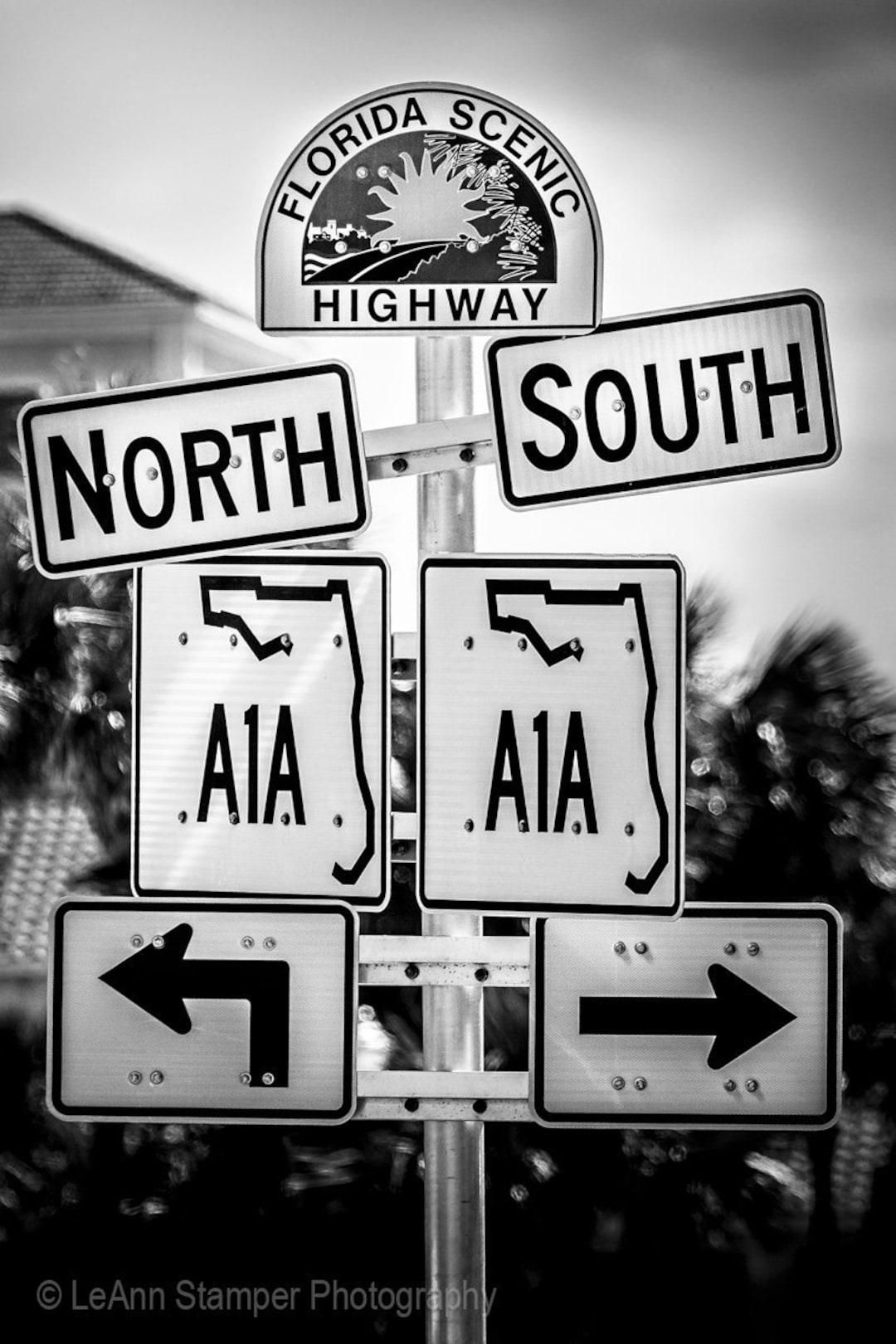 Florida A1A Street Sign Fl Highway Sign Black and White Fine Art ...