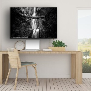 Multnomah Falls Oregon Print Famous Waterfall Black and White Fine Art ...