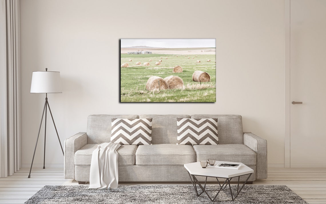 Hay Field Hay Bales Print Rustic Farmhouse Wall Art Neutral | Etsy