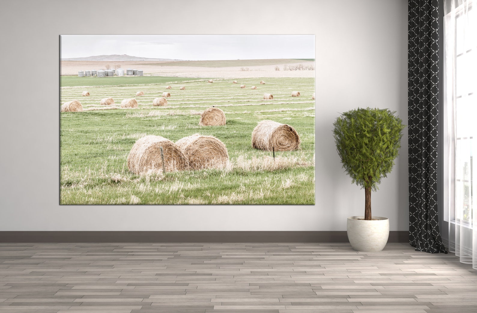 Hay Field Hay Bales Print Rustic Farmhouse Wall Art Neutral | Etsy