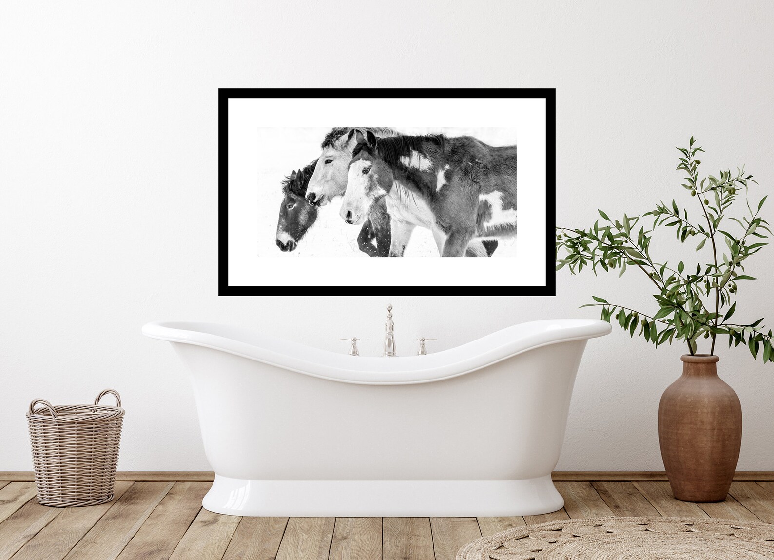 American Paint Horse Print Pinto Tobiano Overo Tovero Black and White ...