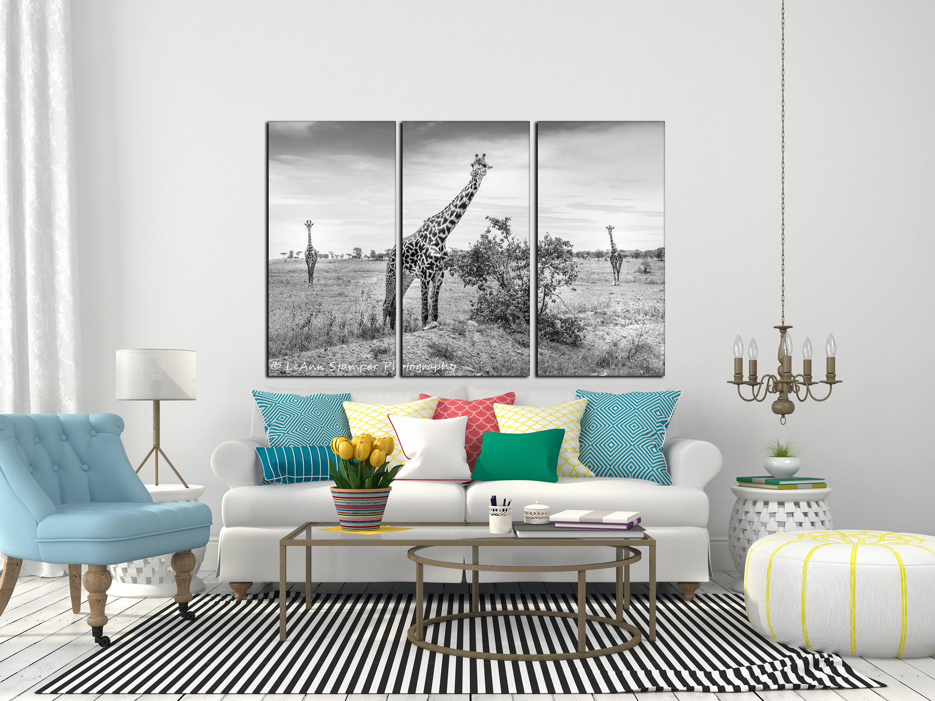 Giraffe Print Africa Wildlife Fine Art Black and White Photography ...