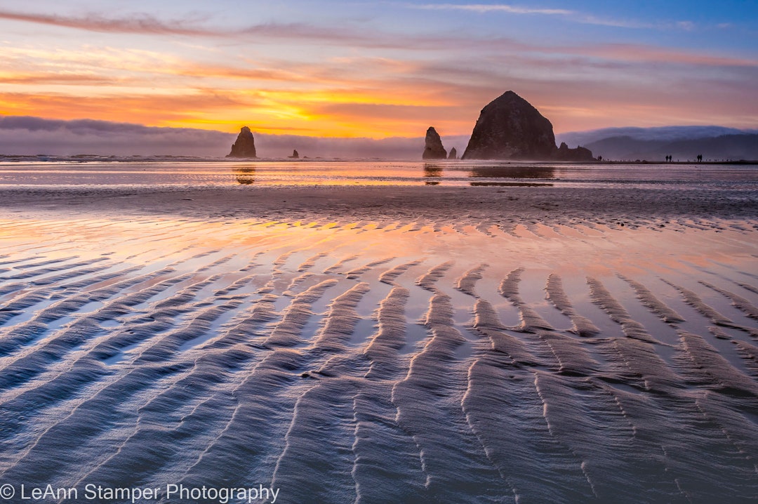 Oregon Coast Haystack Rock Print Pacific Northwest Sunset Beach ...