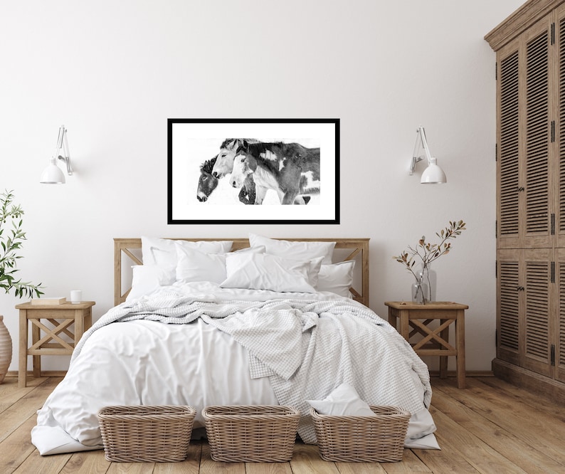 American Paint Horse Print Pinto Tobiano Overo Tovero Black and White ...