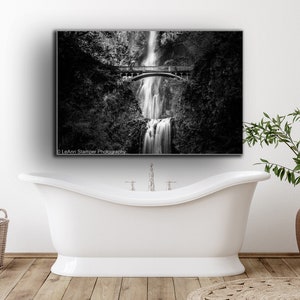 Multnomah Falls Oregon Print Famous Waterfall Black and White Fine Art ...