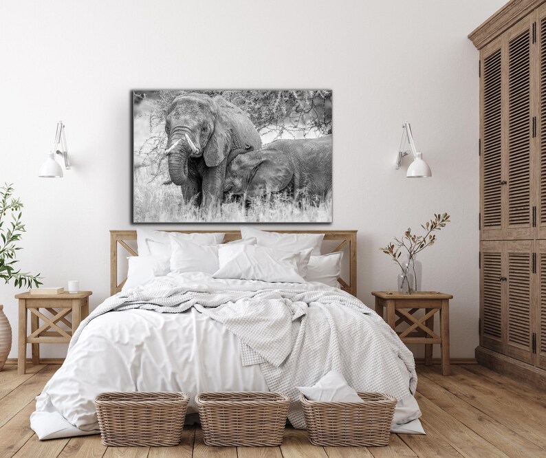 Elephant Mom & Baby Print, Tanzania Wildlife, African Safari Wall Art ...