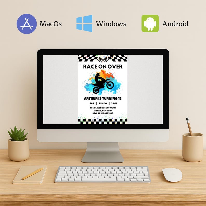 Editable Motocross Birthday Invitation Card Editable Template, Dirt ...