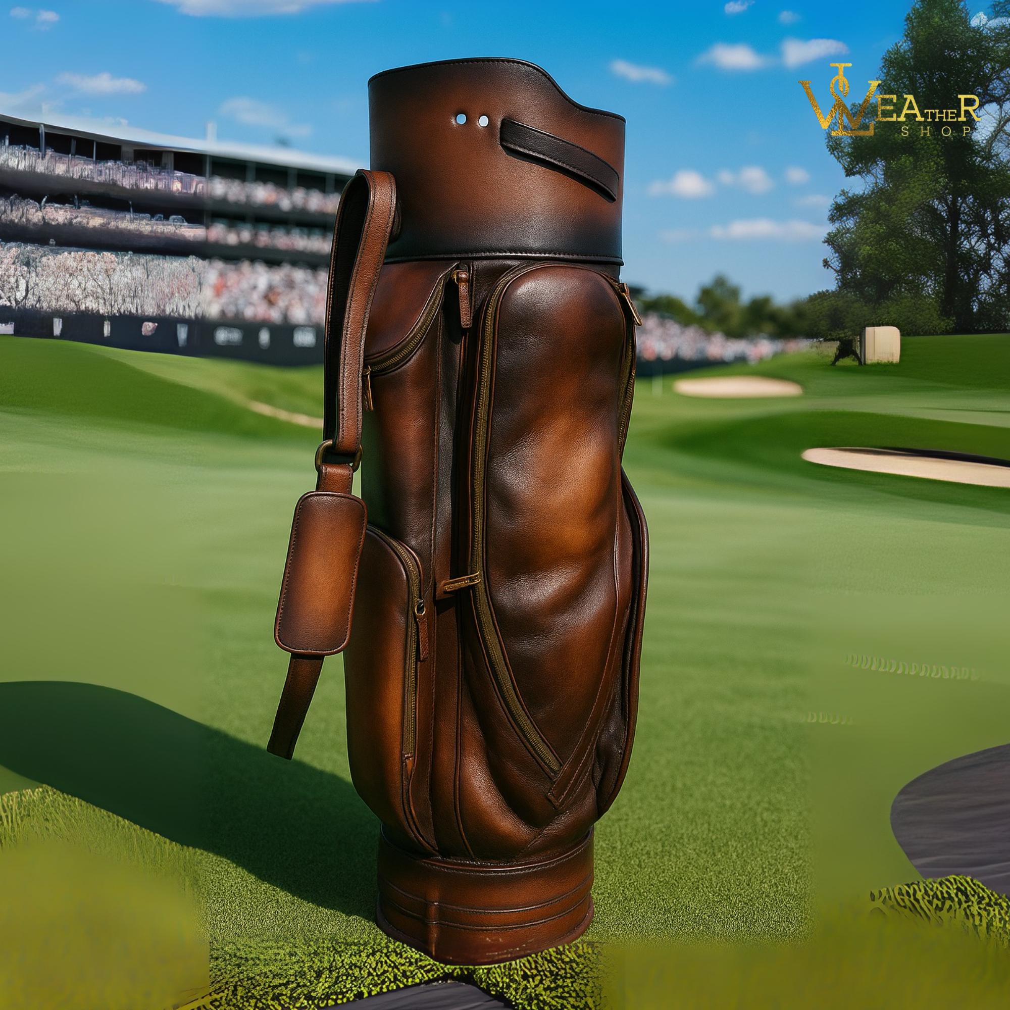 Premium Leather Golf Bag With Matching Leather Covered Clubs, Luxury ...