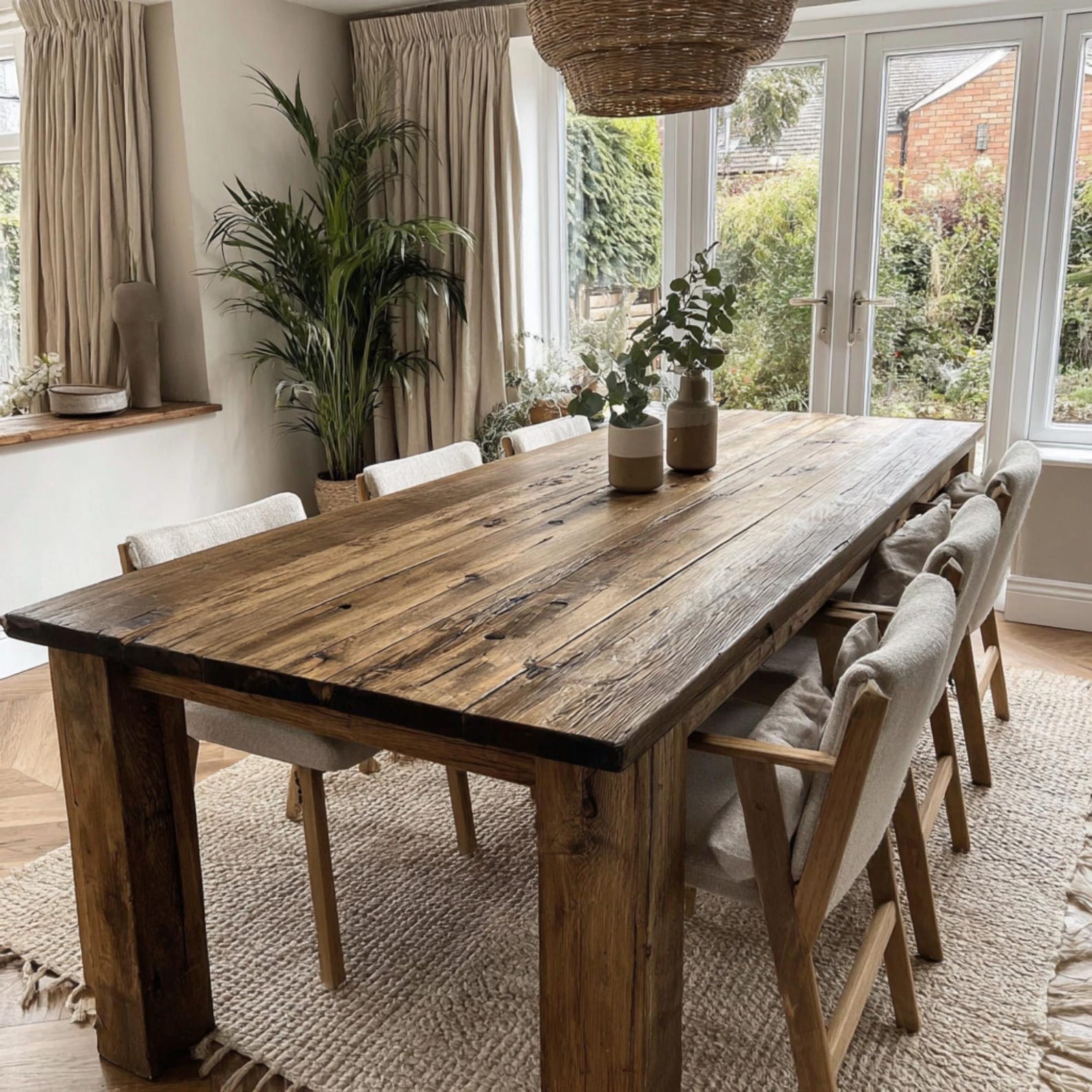 Handmade Oak Slab Dining Table – Rustic Scandinavian Design - Etsy