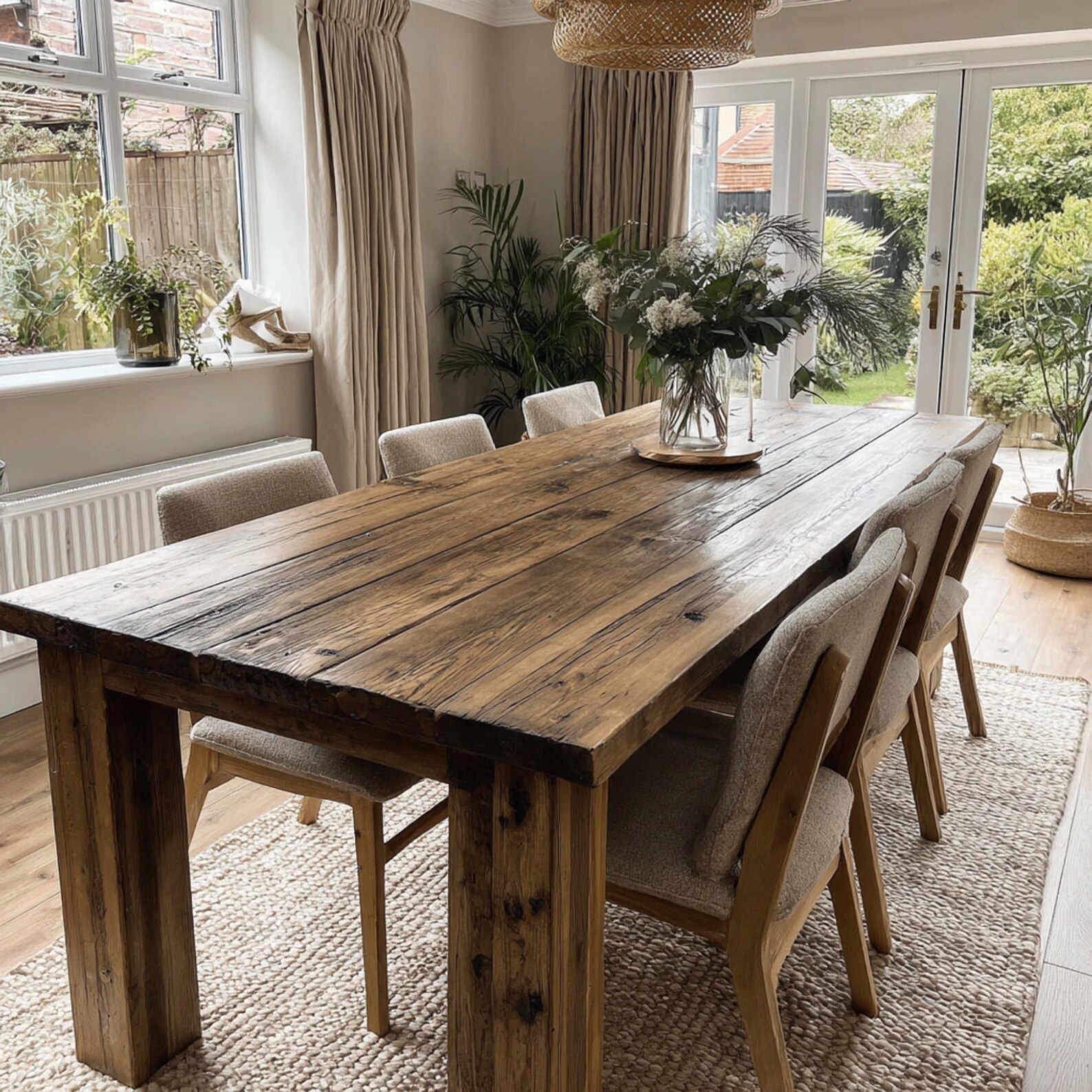 Handmade Oak Slab Dining Table – Rustic Scandinavian Design - Etsy