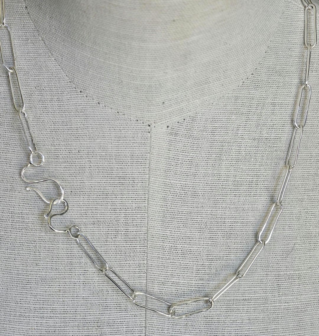 Fine Silver Paperclip S Hook Clasp 23" Chain - Etsy