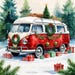 Christmas Retro Van Watercolor Clipart: Holiday Card Making (PNG Set of ...