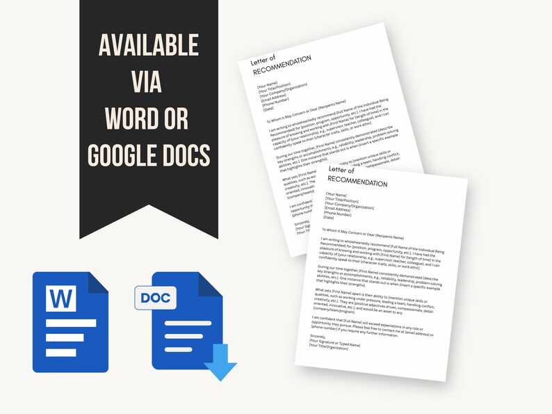 Editable Letter of Recommendation Template |professional Referral ...