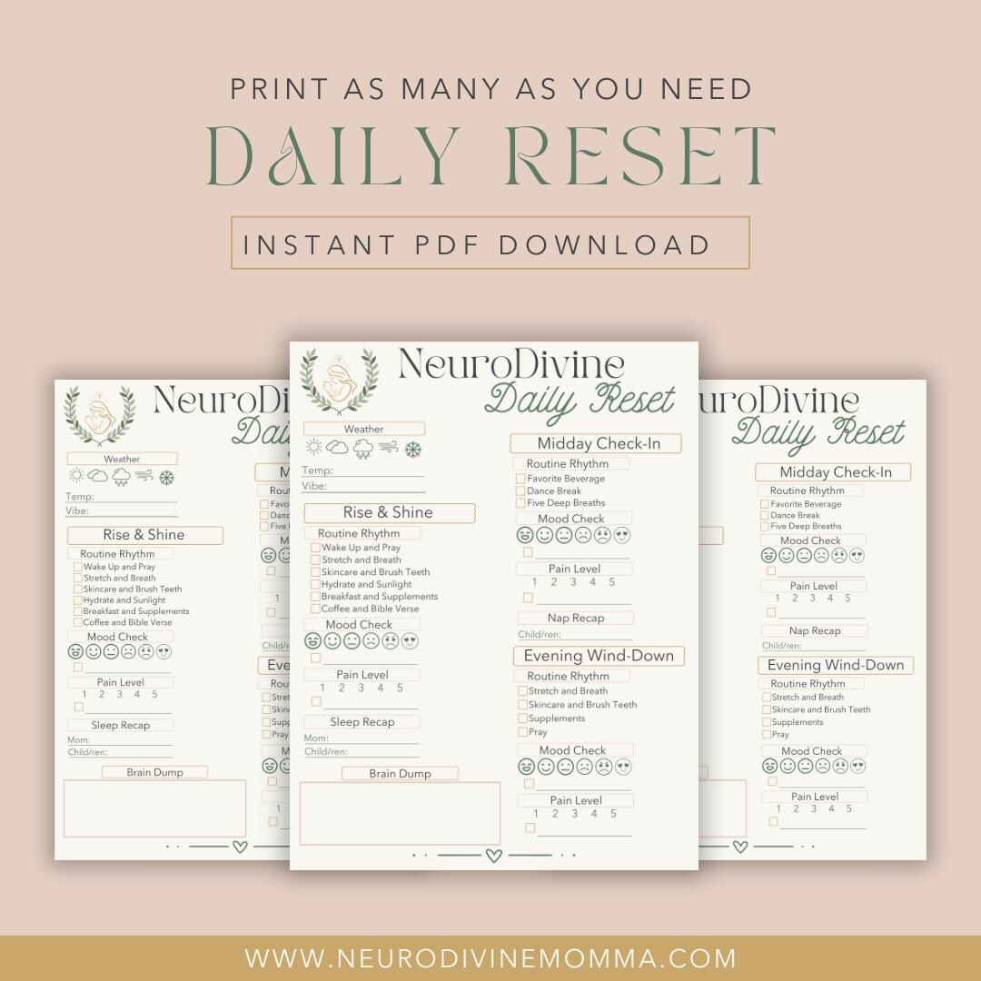 Daily Reset Planner Page | Printable PDF for Neurodivergent Moms ...