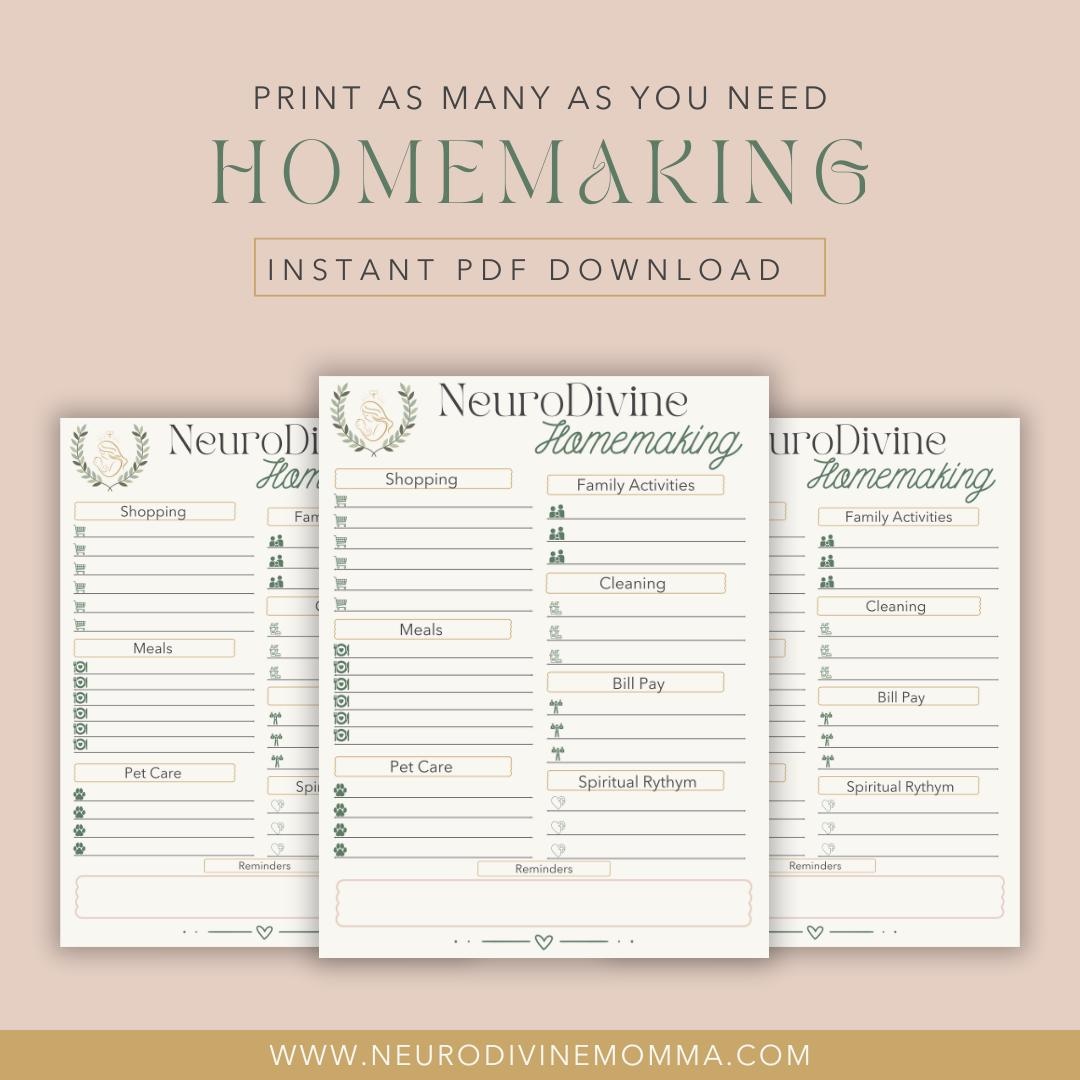 Homemaking Planner | Printable PDF for Christian Moms | Chores, Meals ...