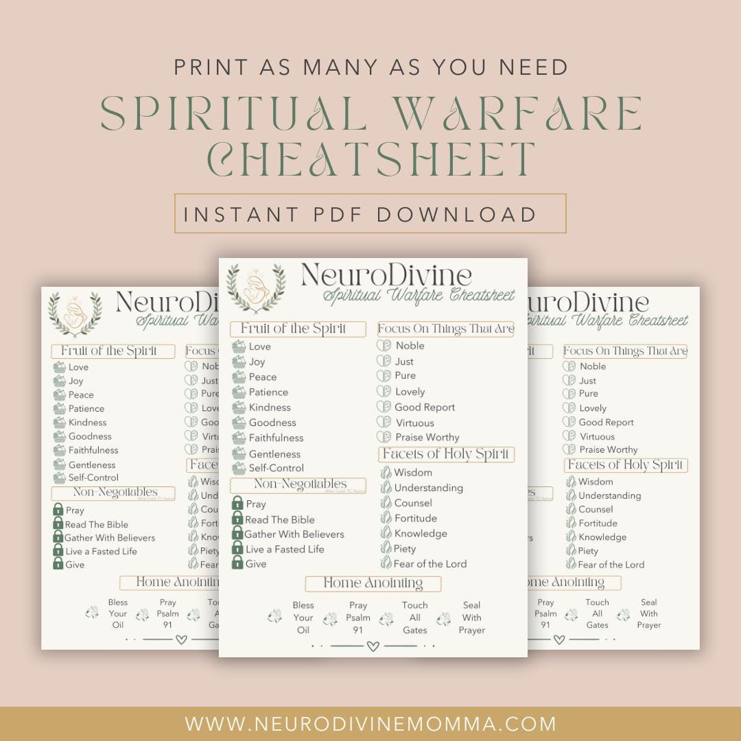 Spiritual Warfare Cheat Sheet | Printable Christian Guide | Faith-based ...