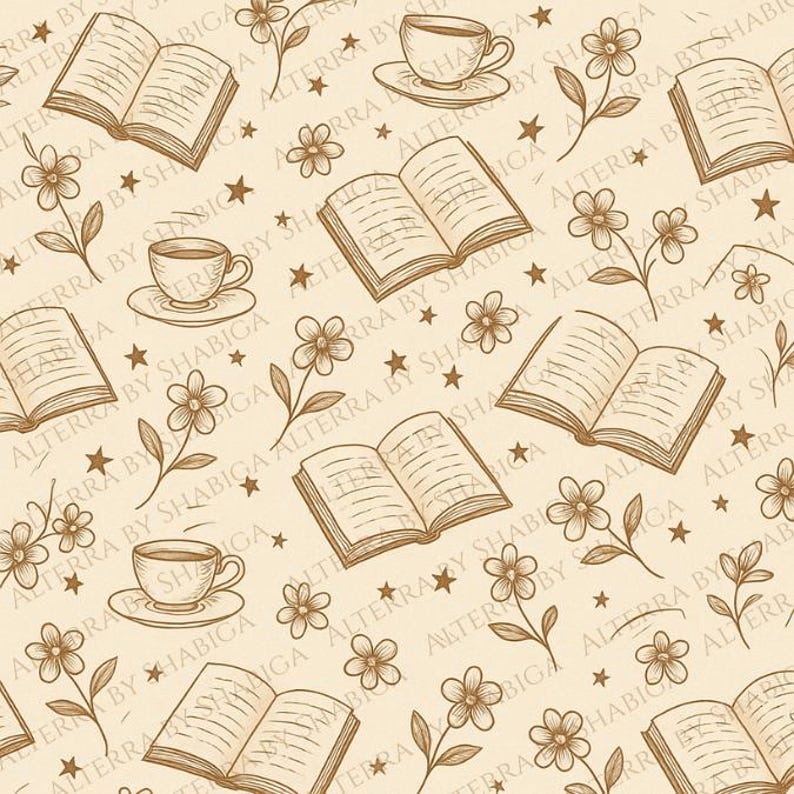 Vintage Bookish Endpaper Printable for Bookbinding and Journals 8.5x11 ...