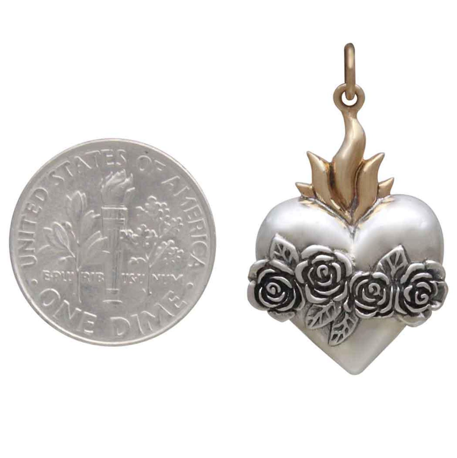 Mixed Metal Immaculate Heart of Mary Pendant 30x18mm - Etsy