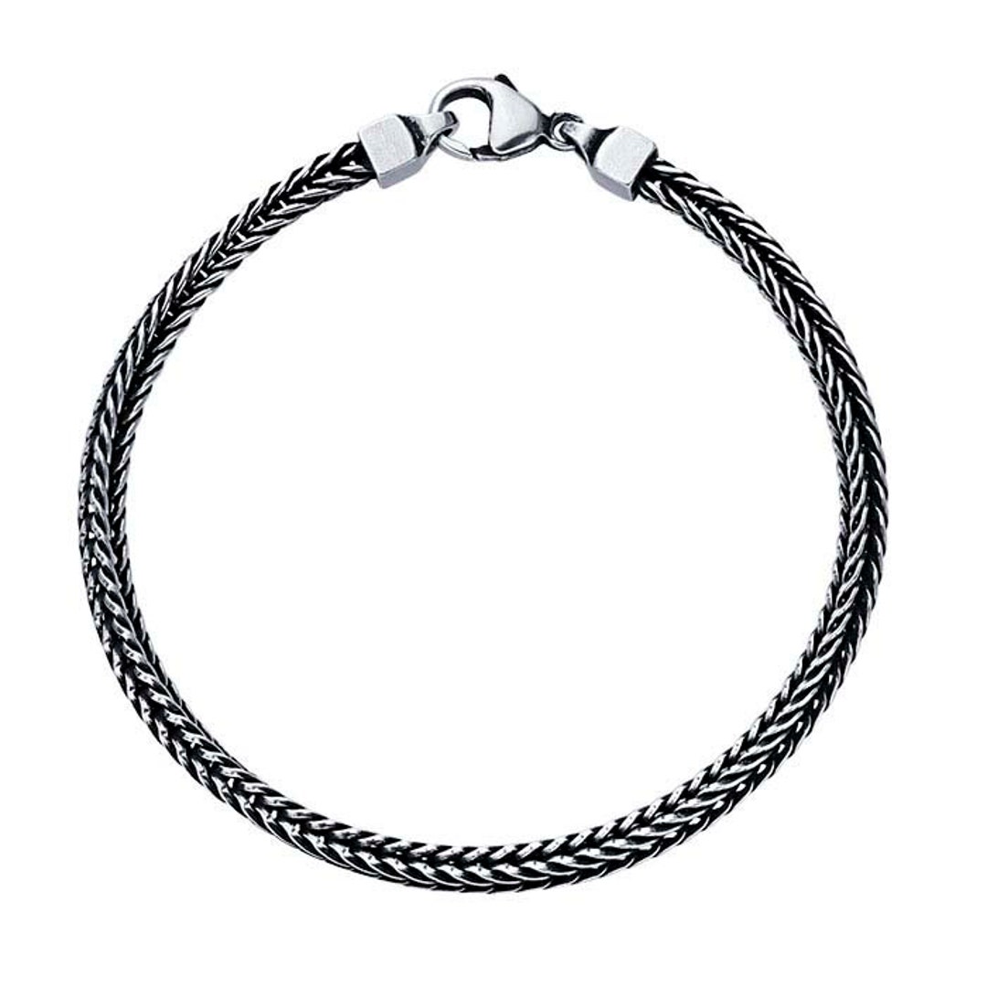 Men's Sterling Silver Oxidize 3.5mm Square Foxtail Chain Bracelet - Etsy