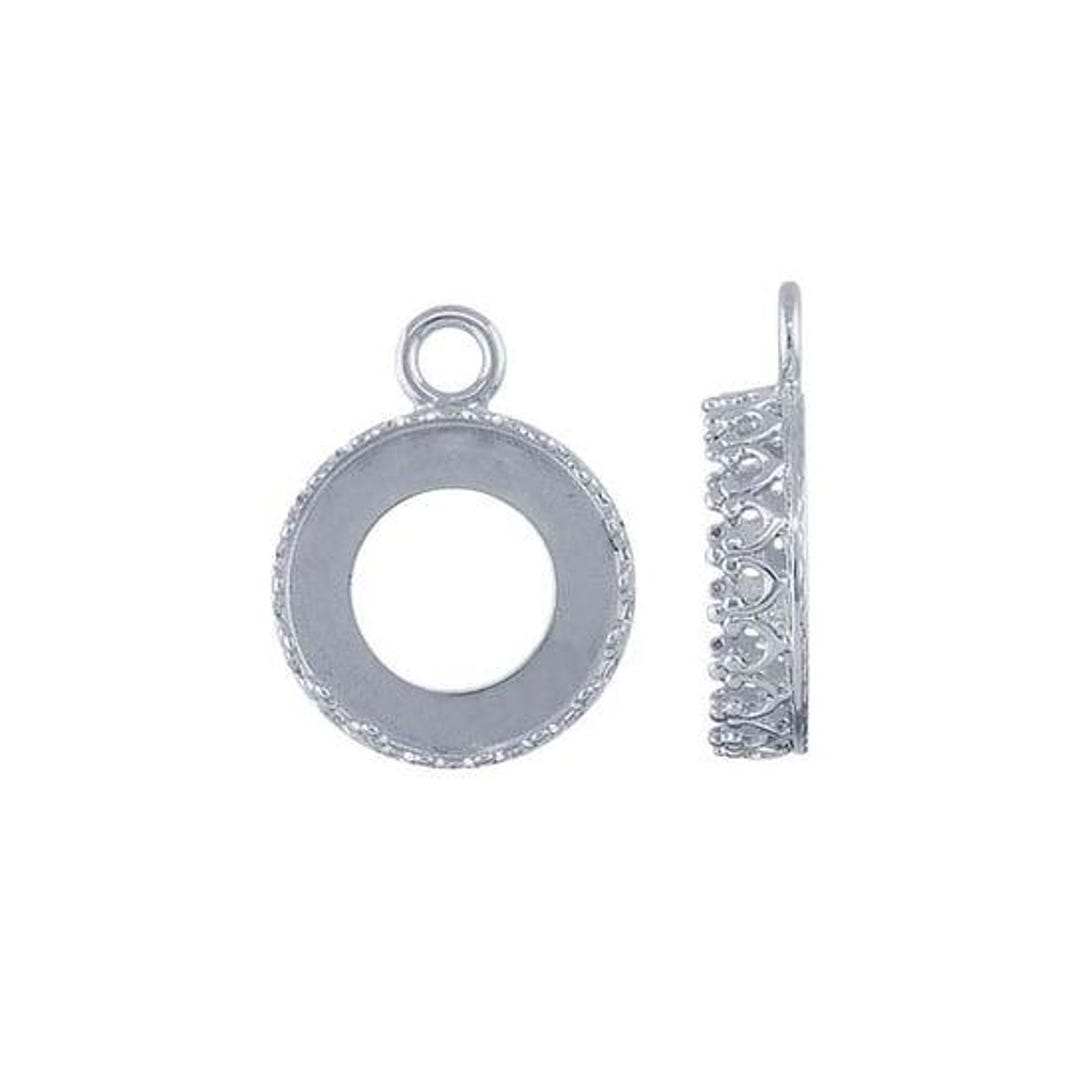 Argentium Silver Round Gallery Wire Bezel Pendant Mounting - Etsy