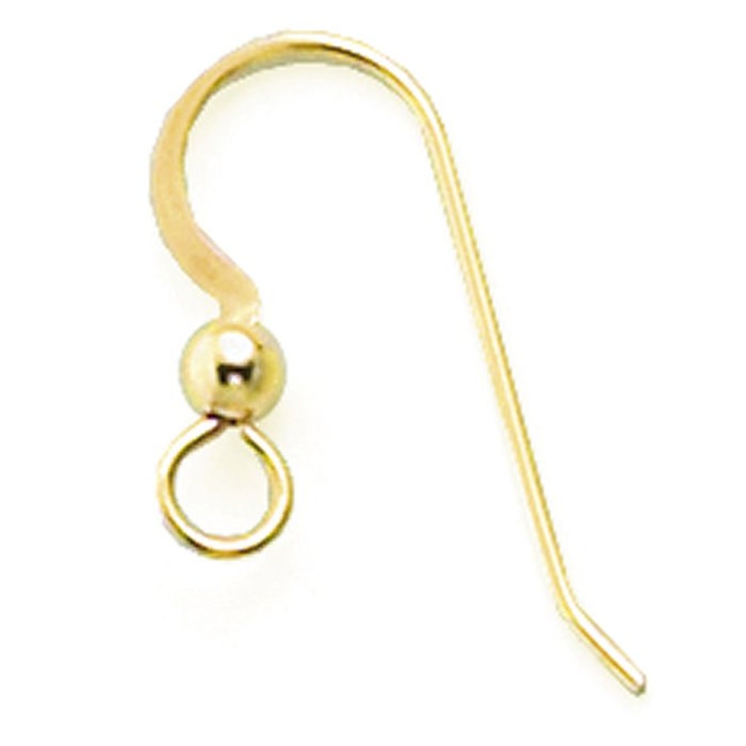 14K Yellow Gold Hammered Ear Wire With Bead, Sold in Pairs - Etsy