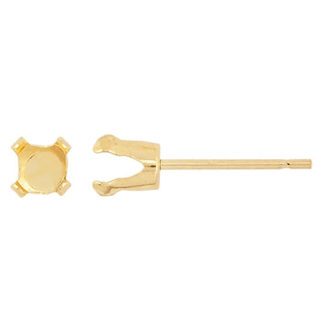 14K Yellow Gold Round Snap-set Earring Mounting (pairs) - Etsy