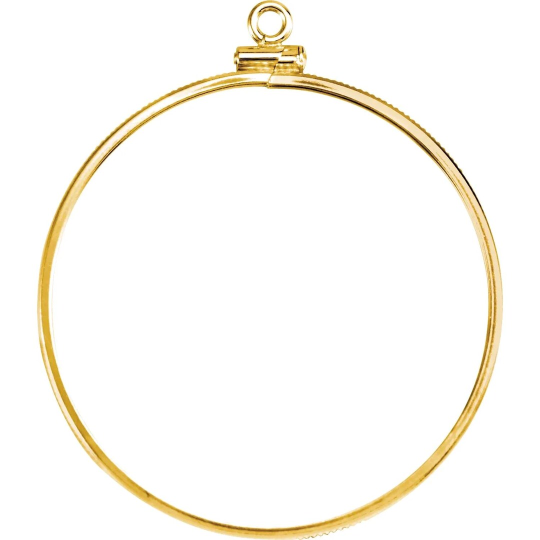 14K Yellow Gold or Gold-filled Sterling Silver Coin Frame Bezel Dangle ...