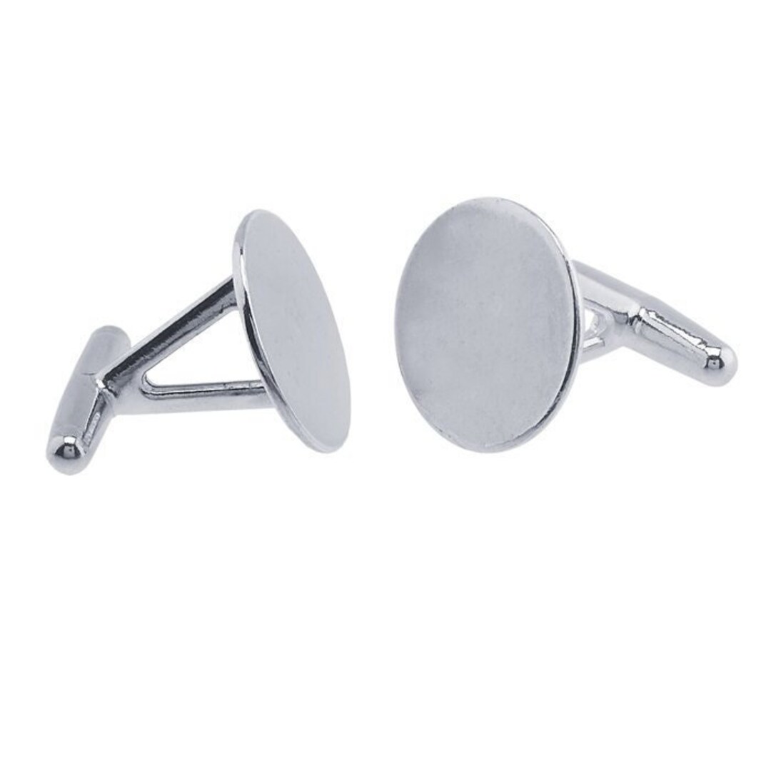 Sterling Silver Round Flat-top Fixed-end Cuff Links - Etsy