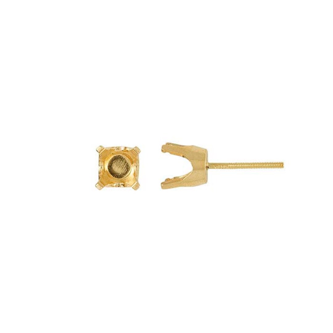 14K Yellow or White Gold Pre-notched Threaded Round Post Earring ...