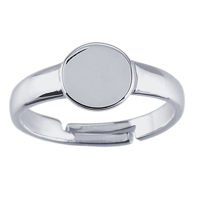 925 Sterling Silver Adjustable Ring With 8mm Round Pad - Etsy