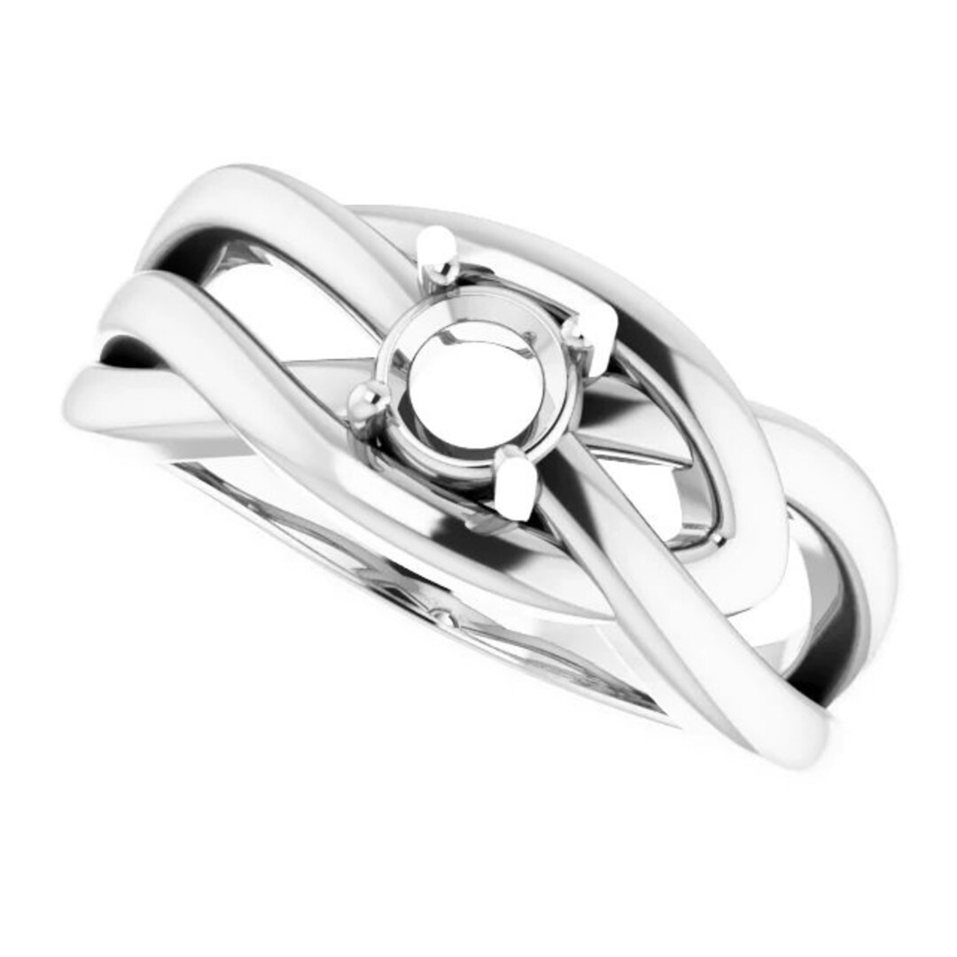 Round Solitaire Ring Mounting for 5mm Gemstone, Freeform Ring in ...