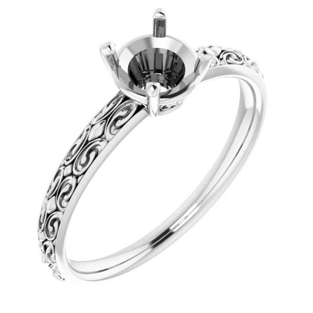 Vintage Style Sterling Silver 6 Mm Round Solitaire Ring Mounting - Etsy