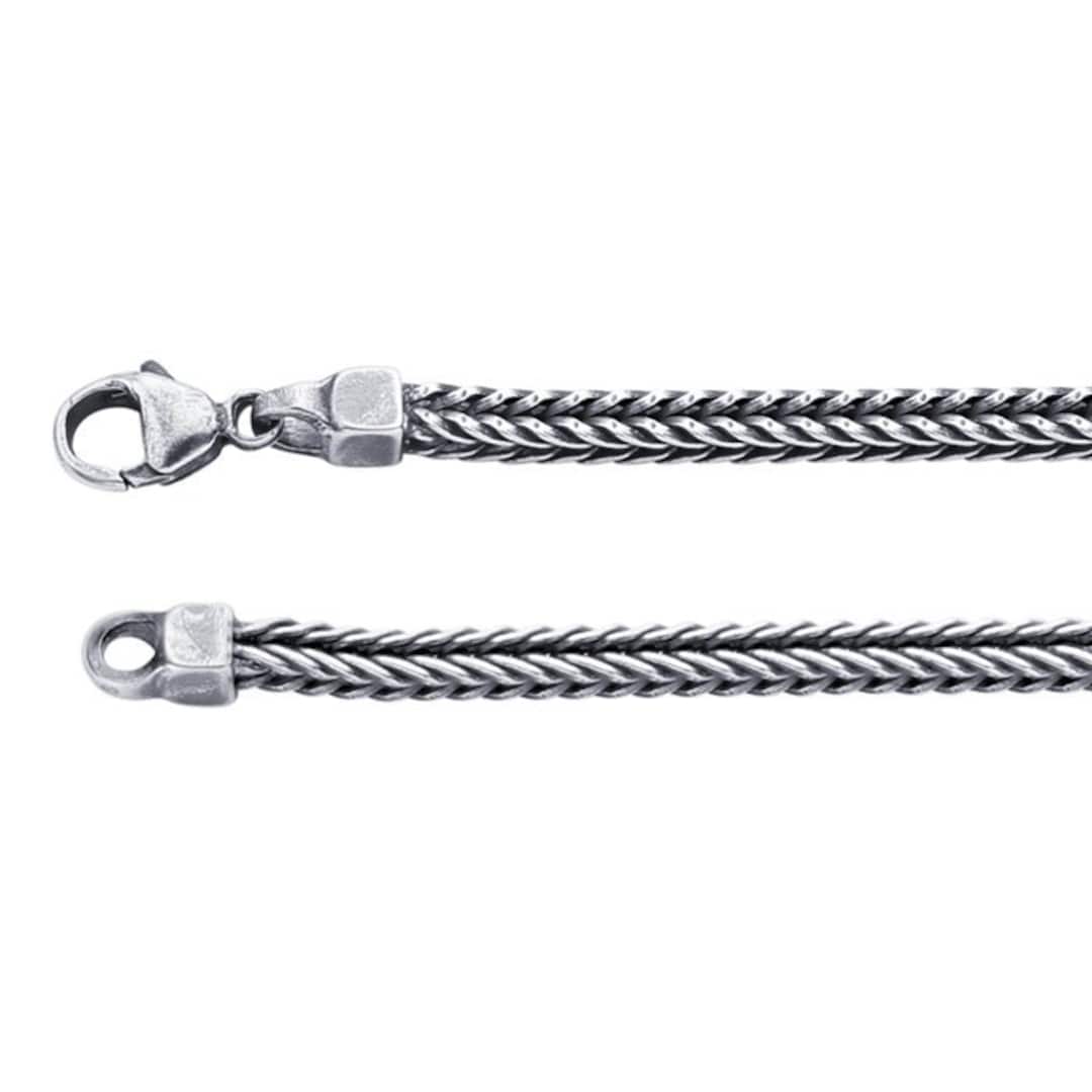 Sterling Silver 3.5mm Oxidized Square Foxtail Chain, 30 Inch - Etsy