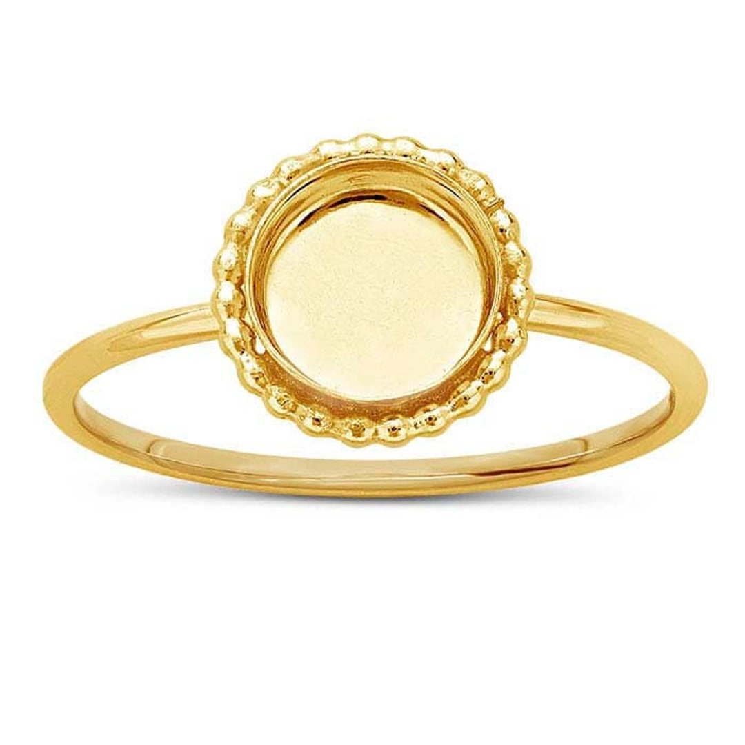 Beaded Round Cabochon Ring Mounting in 925 Sterling Silver or 14/20 ...