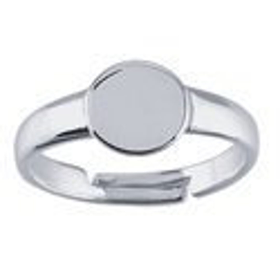 925 Sterling Silver Adjustable Ring With 8mm Round Pad - Etsy