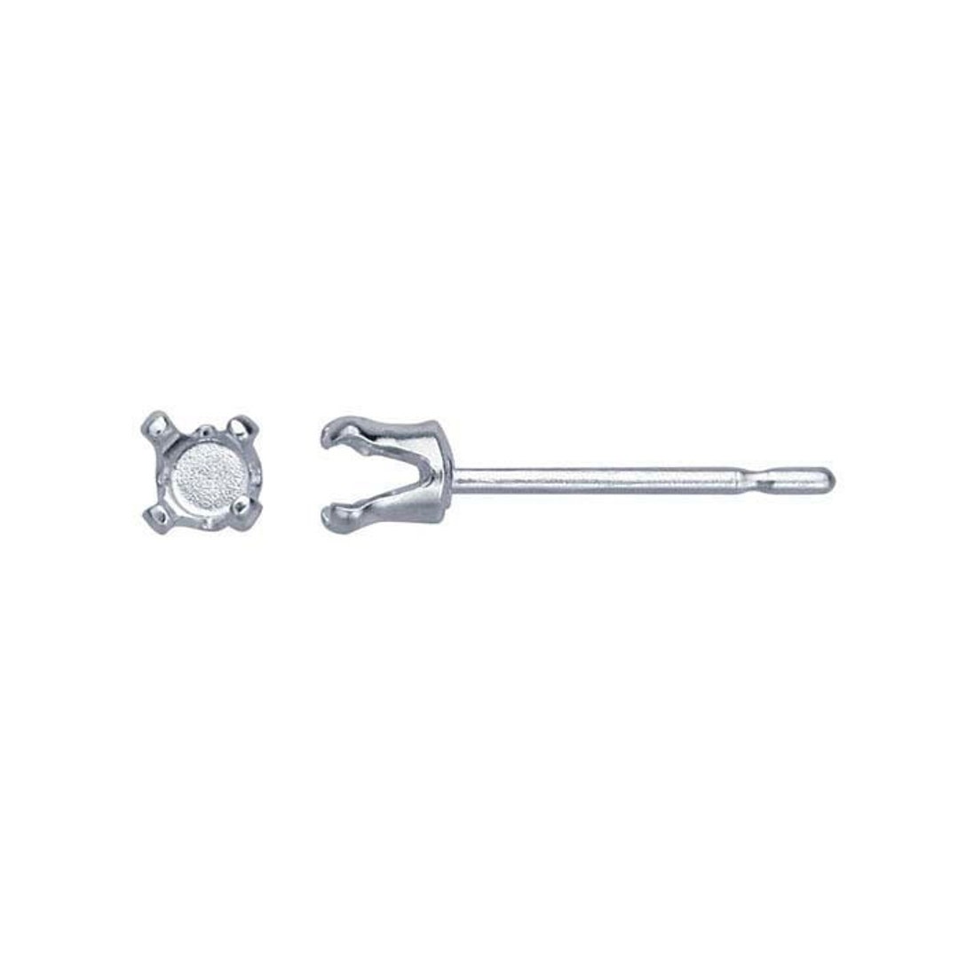 Sterling Silver Round Snap-set Earring Post Mounting: 4-prong DIY - Etsy