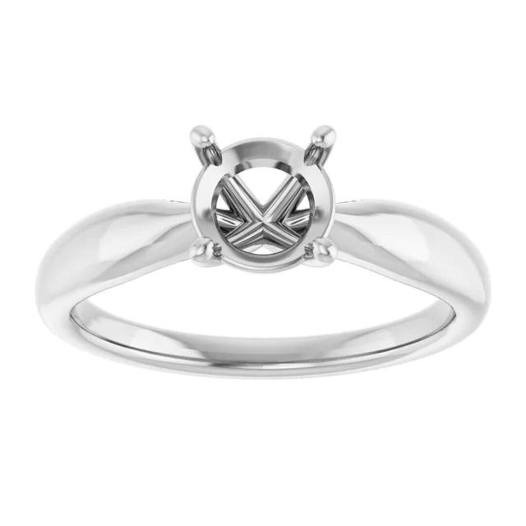 14K White or Yellow 6.5 Mm Round Solitaire Engagement Ring Mounting ...